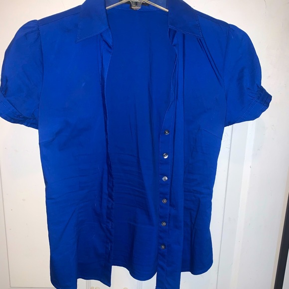 Express | Tops | Express Studio Xs Blue Short Sleeve Top | Poshmark
